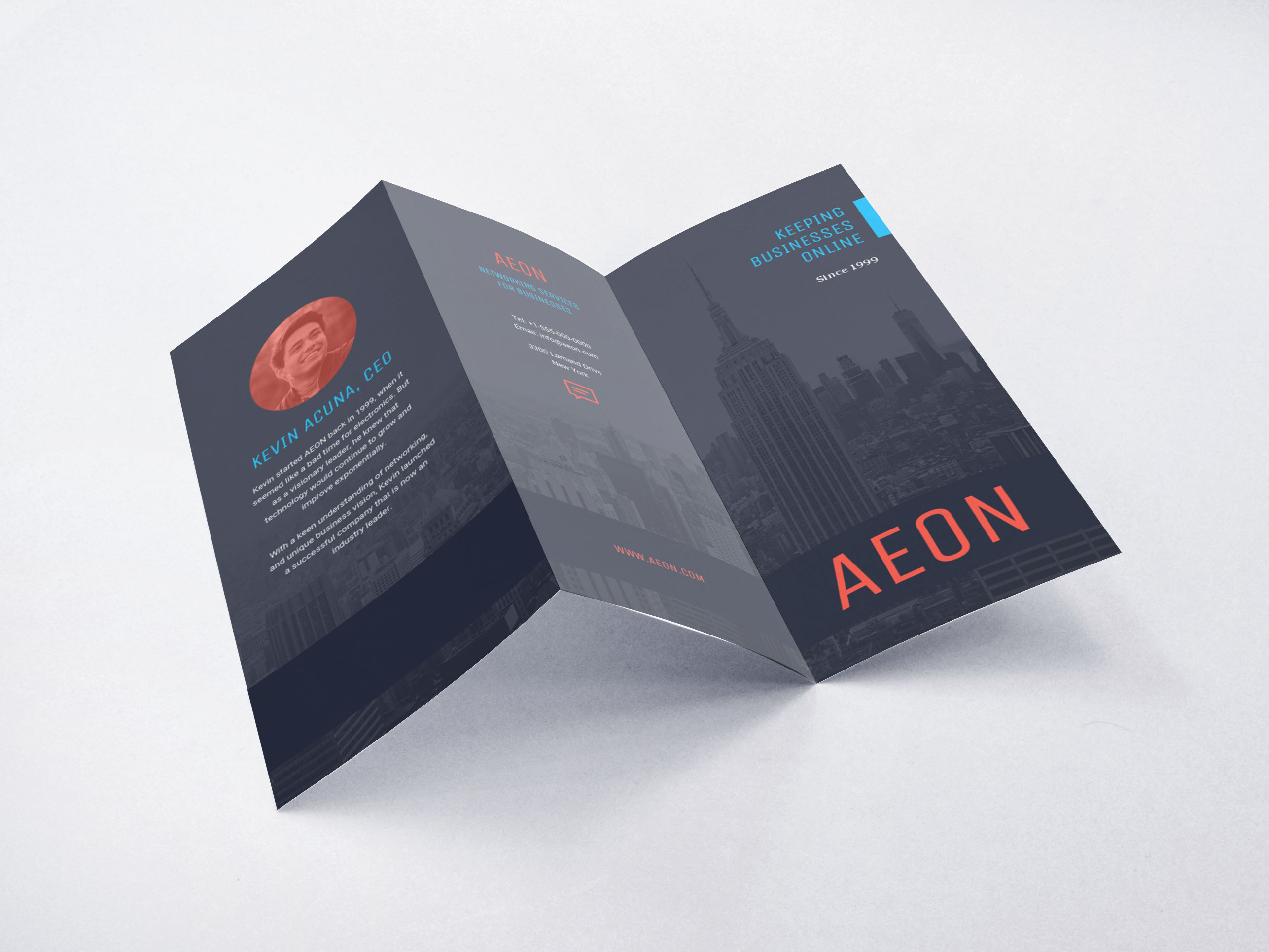Modern Blue Tech Trifold Brochure Idea Venngage Brochure Examples