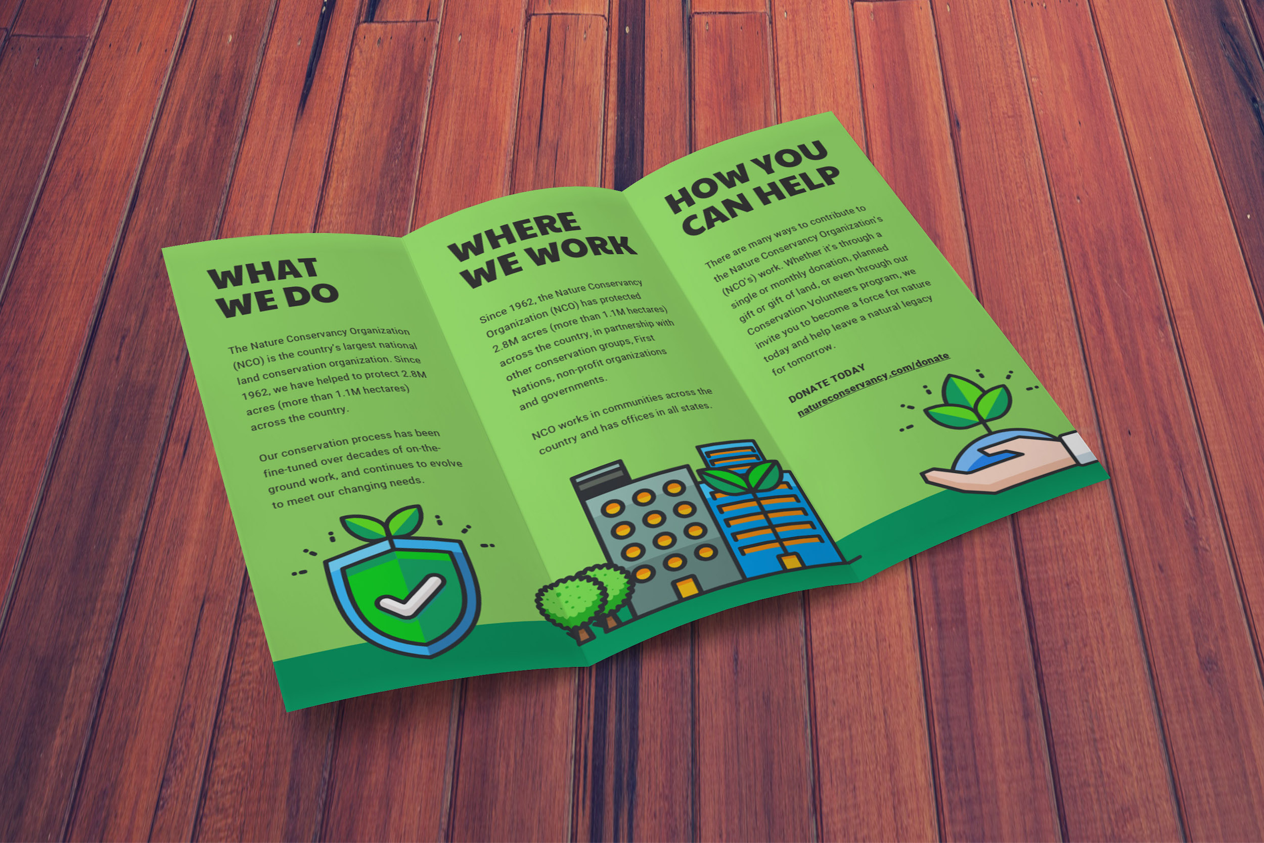 Natural Green Illustrated Nonprofit Trifold Brochure Idea Venngage 